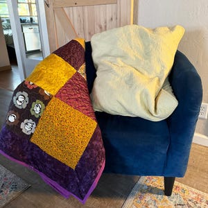 Vibrant Purple and Gold Handmade Queen Quilt - Etsy