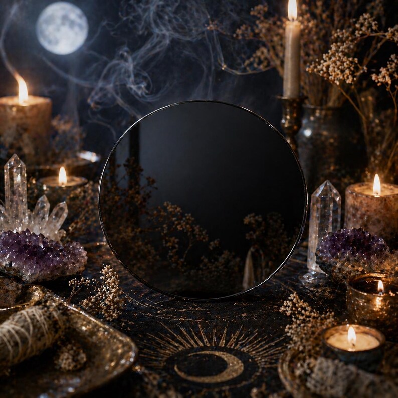 Black Obsidian Mirror, Scrying Altar Tool for Modern Witch Rituals - Etsy