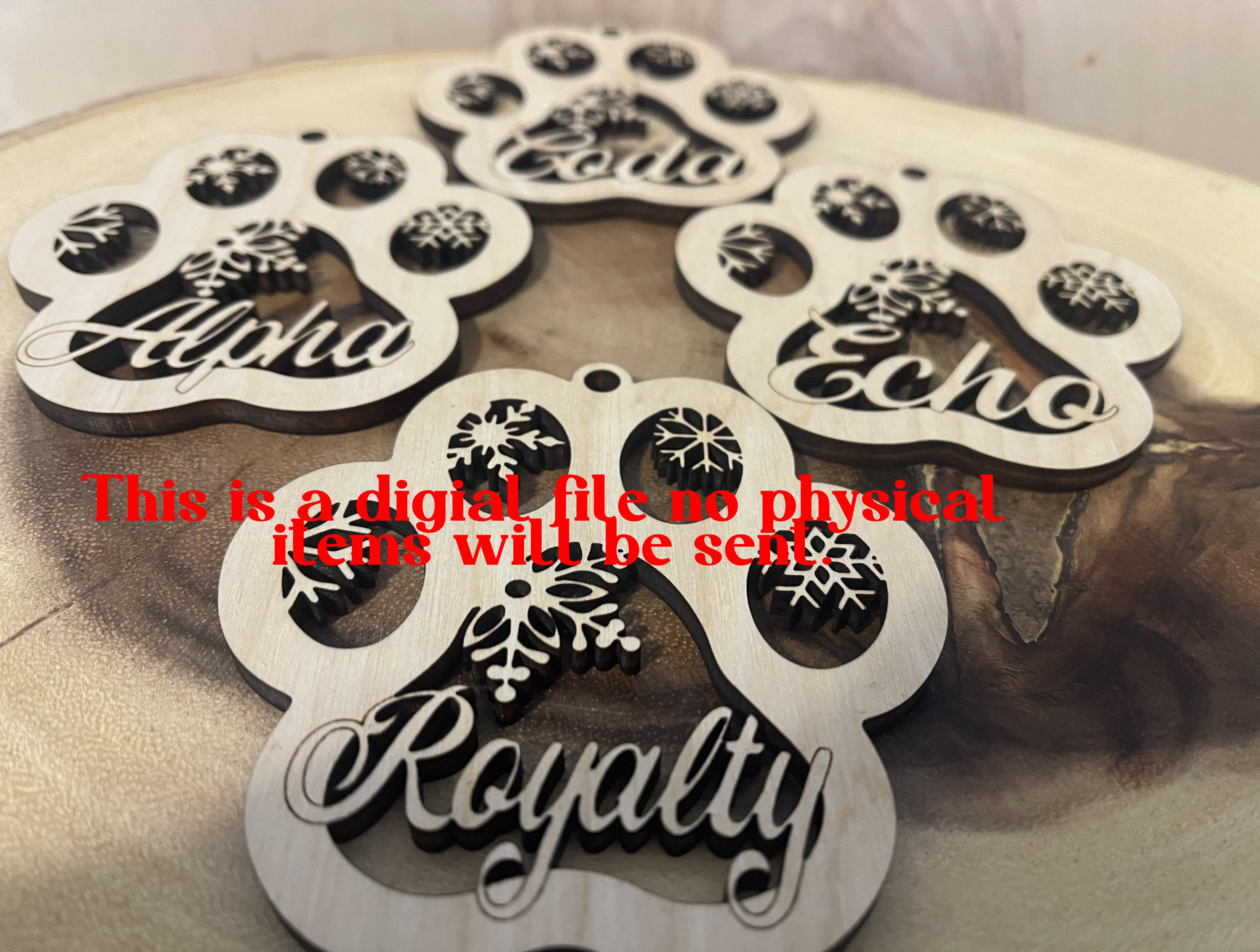 SVG Cut File for Glow Forge, Dog Paw Ornament Svg, Ornament SVG Laser ...