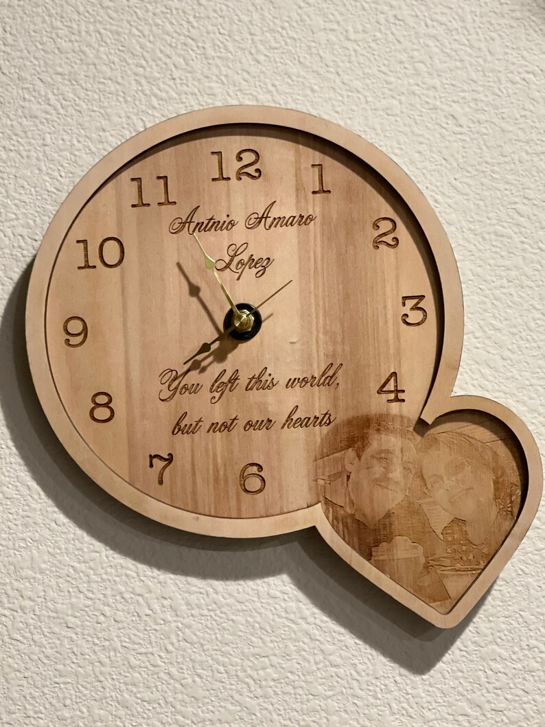 Laser Engraved Wood Heart Personalized Clock Gift for Grandma Mom Gift ...
