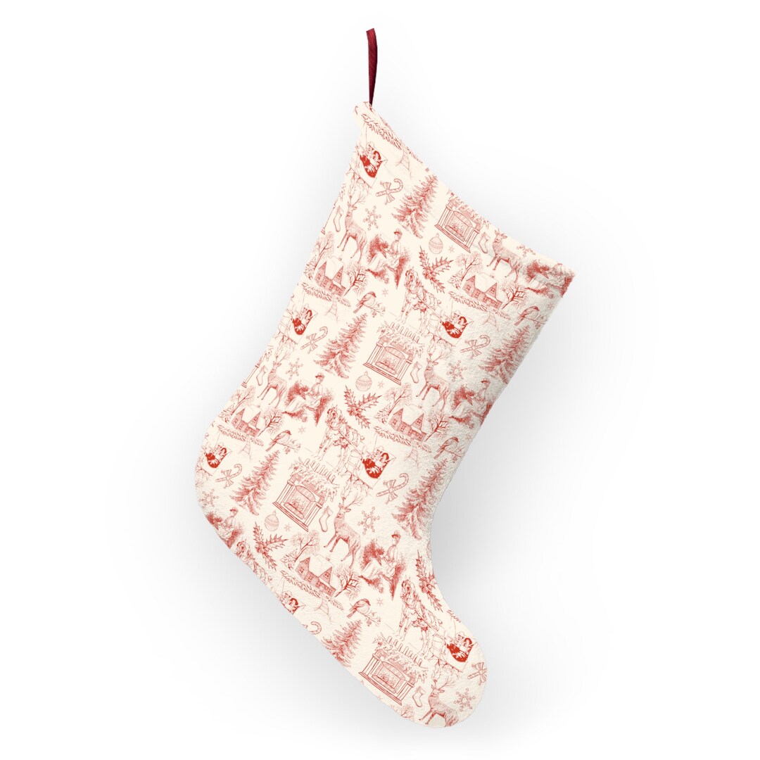 Christmas Stocking Vintage Toile Red on Cream, Holiday Home Decor - Etsy