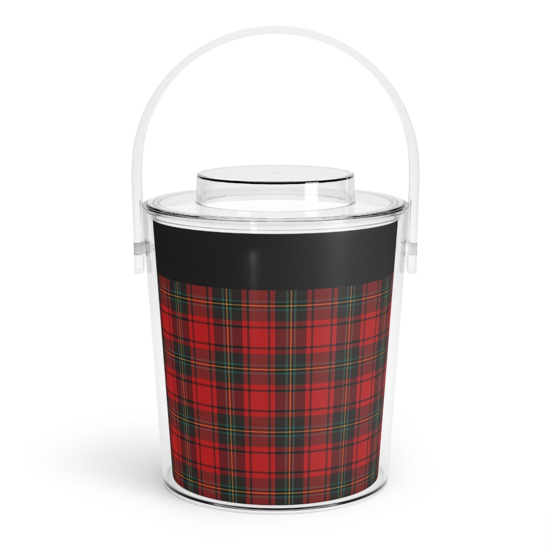 Holiday Christmas Plaid Ice Bucket With Tongs - Etsy