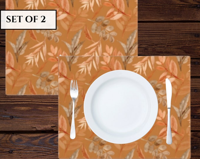Thanksgiving Placemat Fall Table Placemat Floral Autumn Leaves Table ...