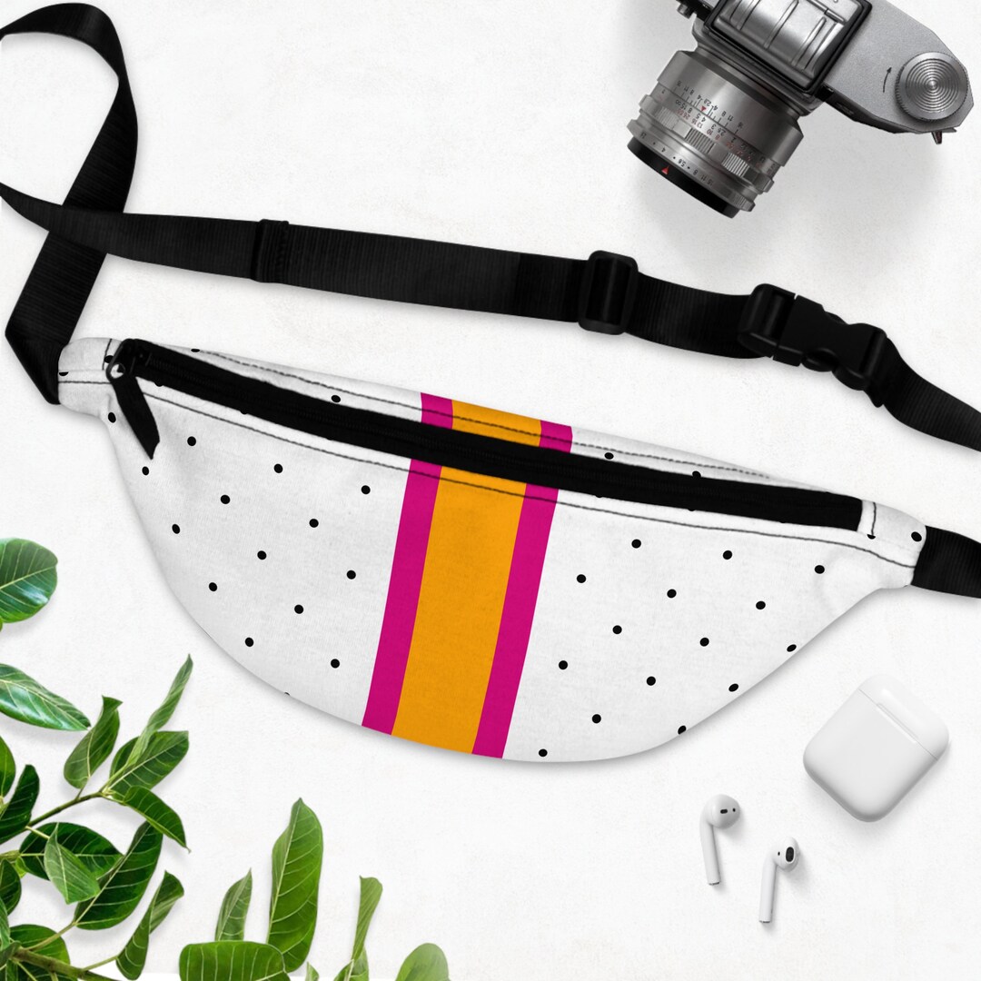 Crossbody Belt Bag - Preppy Aesthetic Hot Pink Orange Dots Fanny Pack ...