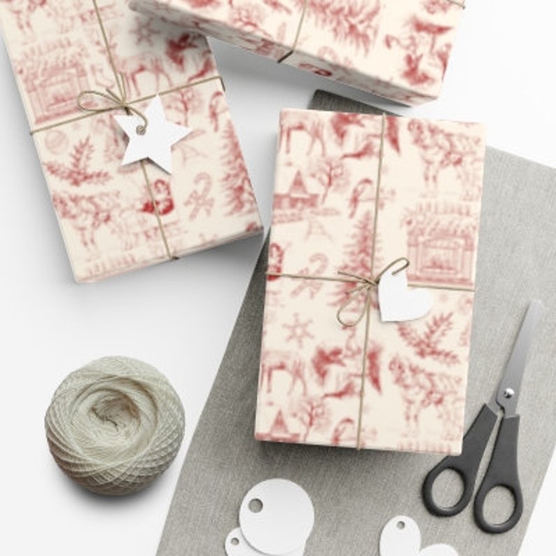 Vintage Christmas Toile Gift Wrap Paper - Etsy