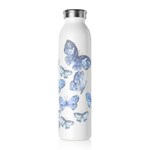 Blue Butterflies 20oz Slim Cute Water Bottle - Etsy