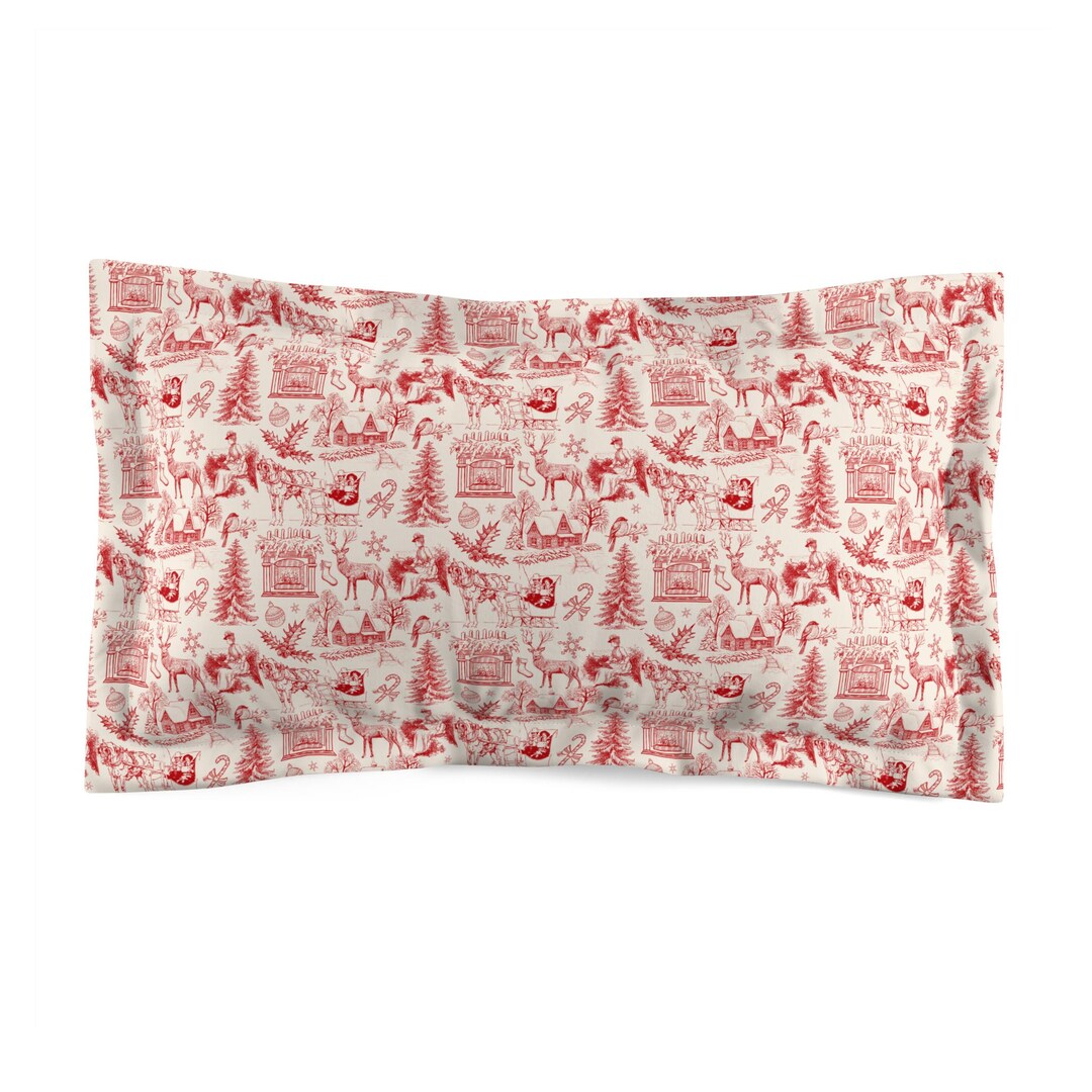 Christmas Bedding, Vintage Christmas Toile Pillow Sham - CLASSIC RED - Etsy