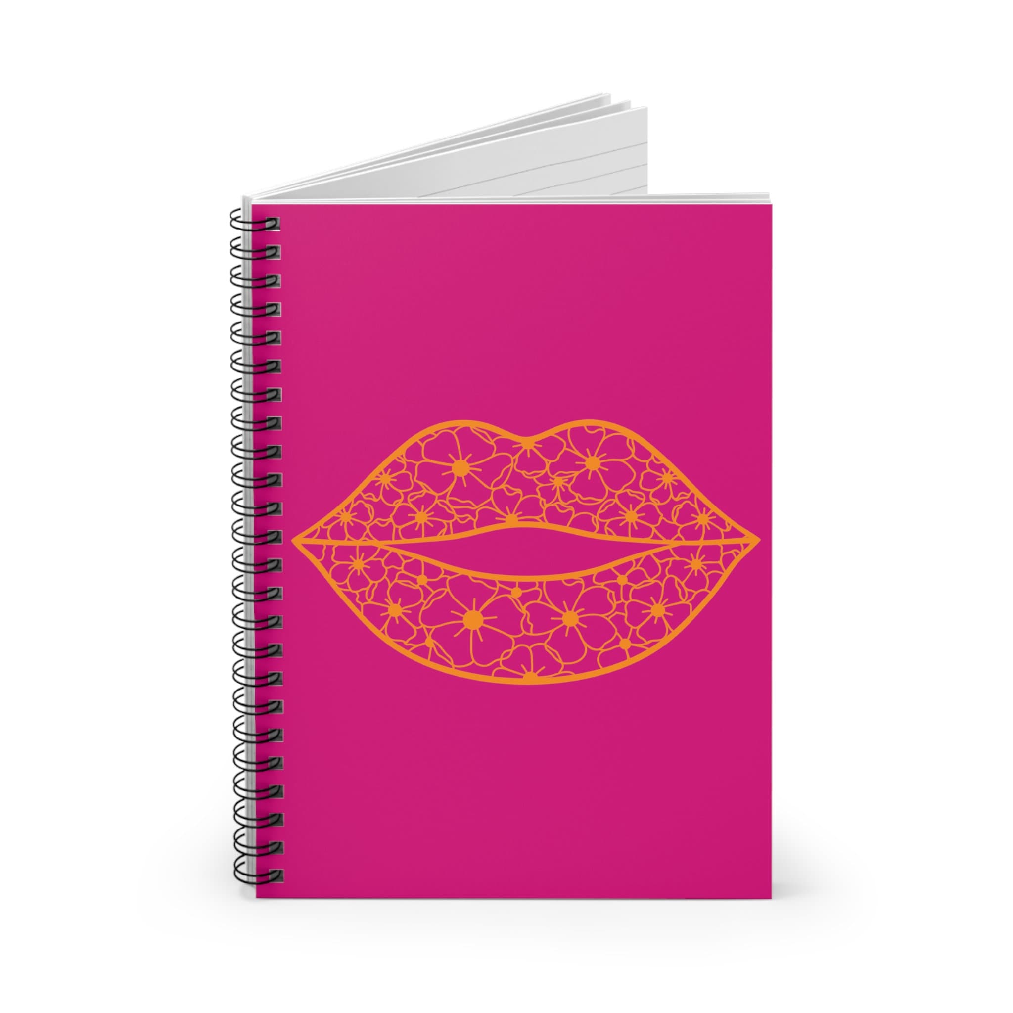 Preppy Aesthetic Hot Pink With Orange Lips Spiral Notebook - Etsy