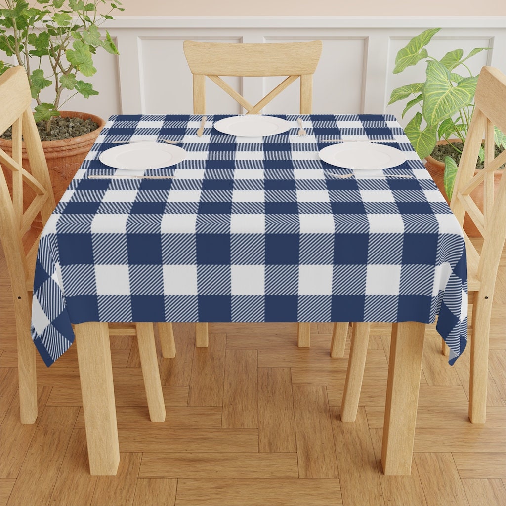 Blue Gingham Buffalo Check Table Cloth - Etsy