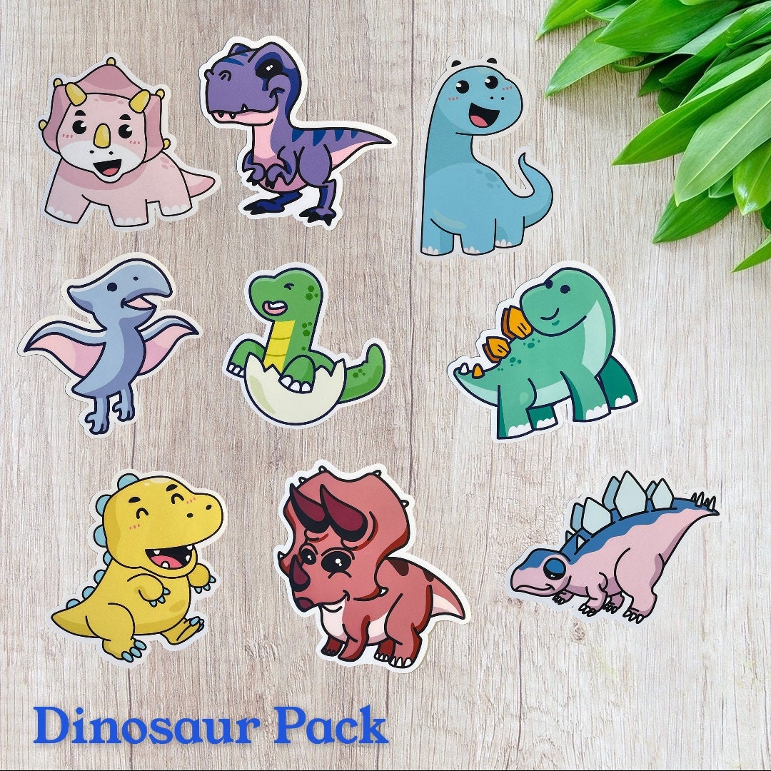 Happy Colourful Dinosaur Vinyl Sticker Decal Pack - Etsy