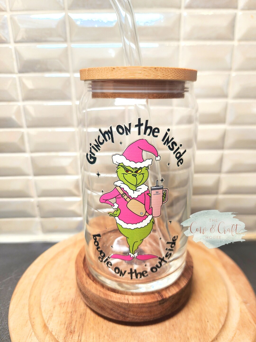 16oz Libbey Glass, Grinch Glass Cup, Christmas Cup, Holiday Cup, Iced ...