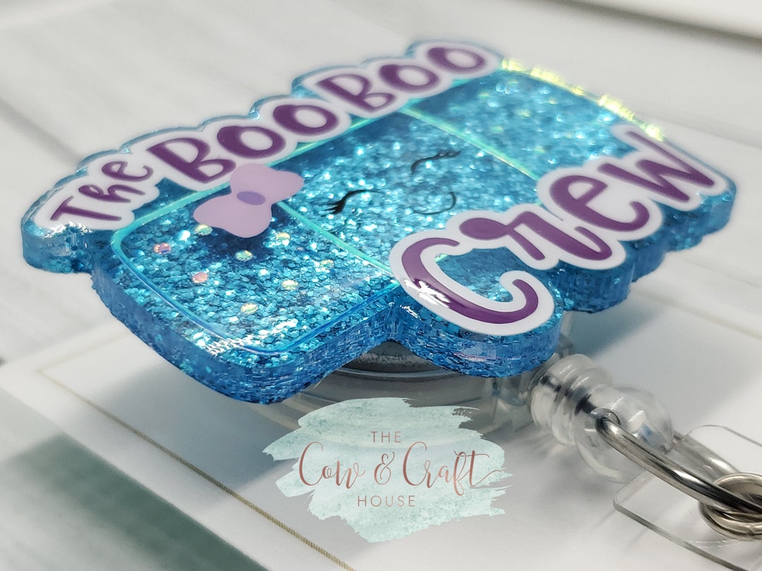 Boo Boo Crew Badge Reel, Glitter Badge Reel, Glitter Badge Clip, Cute ...
