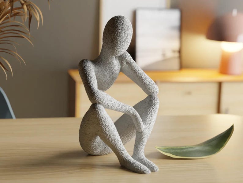 Contemplative 3D Printed Figure – Modern Art Sculpture for Home Decor ...