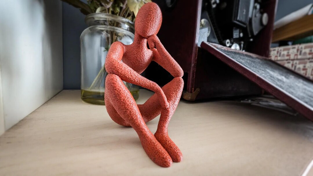 Contemplative 3D Printed Figure – Modern Art Sculpture for Home Decor ...