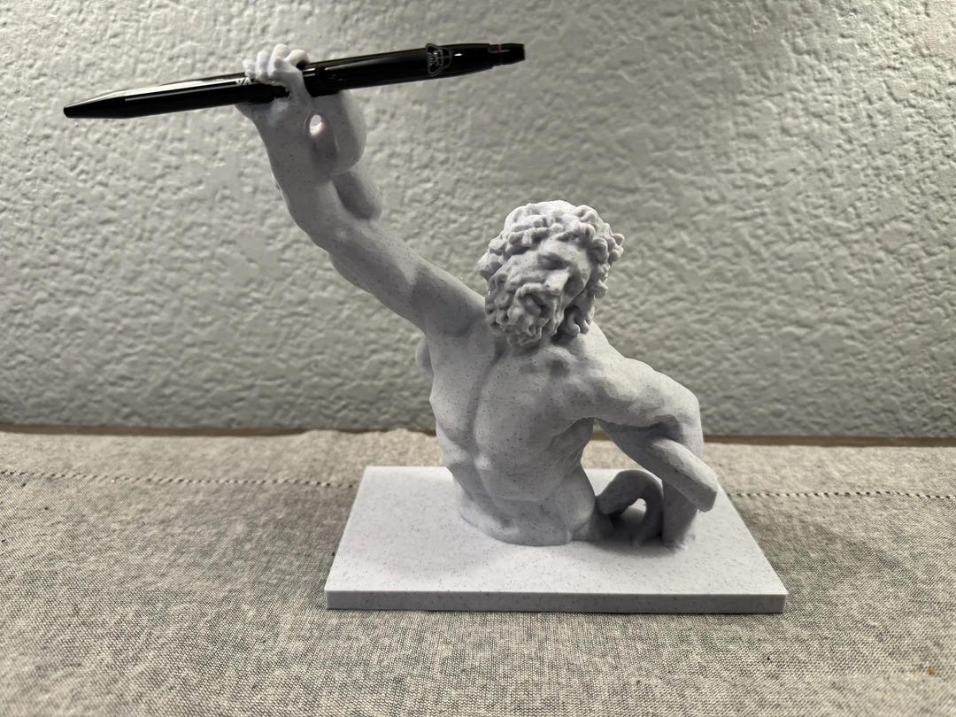 Elegant 3D Printed Greek Statue Pen Holder – Unique Desk Accessory for ...