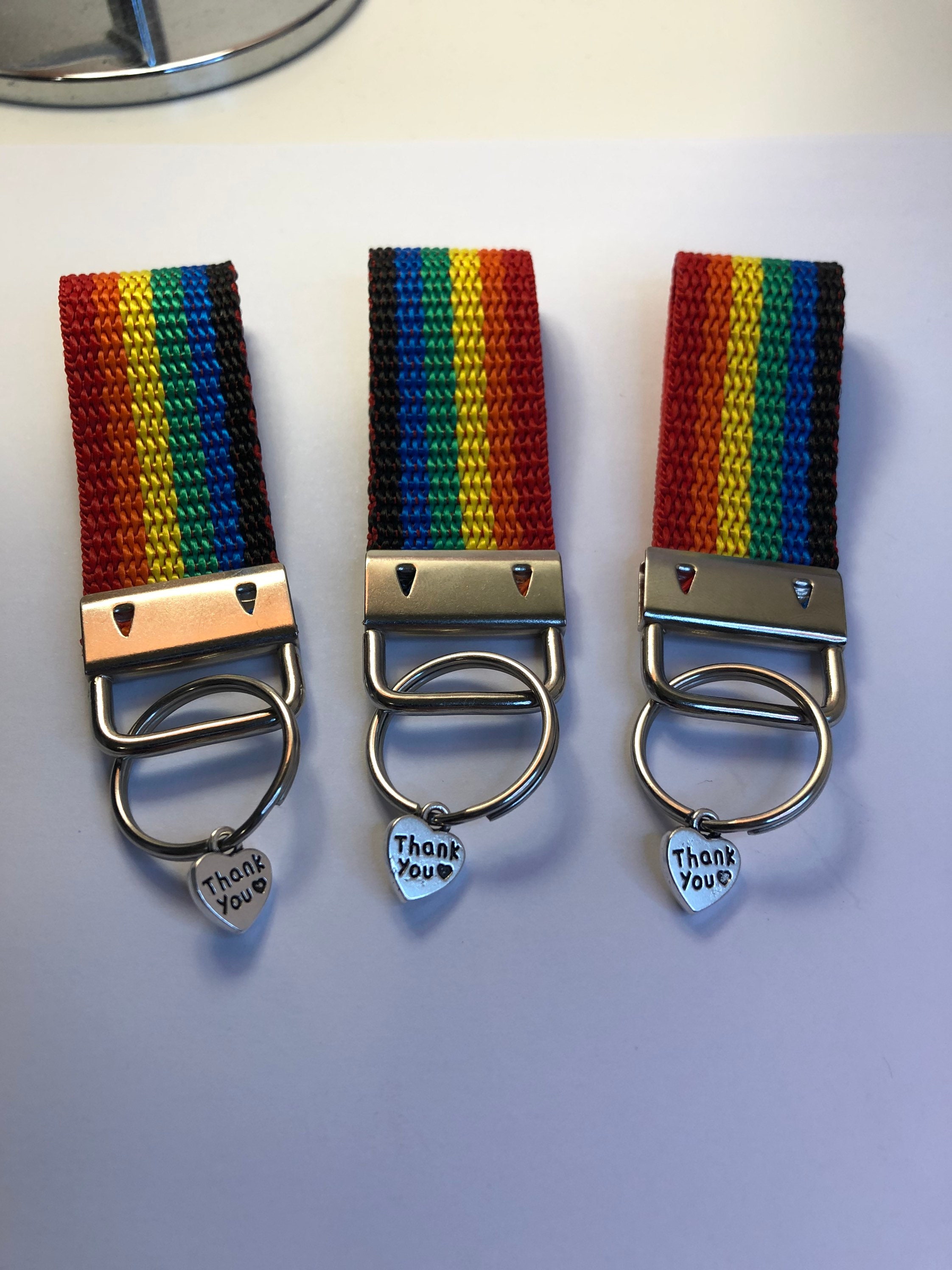 Rainbow Key Ring With Charm...nhs...lgbtq...pride - Etsy UK