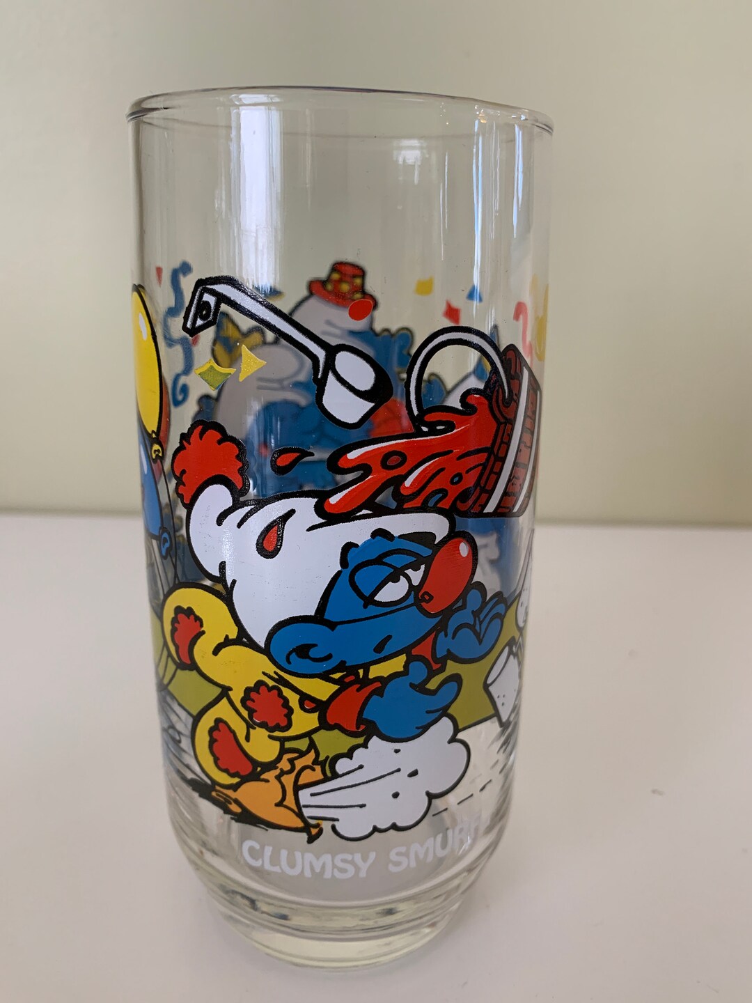 Clumsy Smurf Collectible Glass 1983 - Etsy