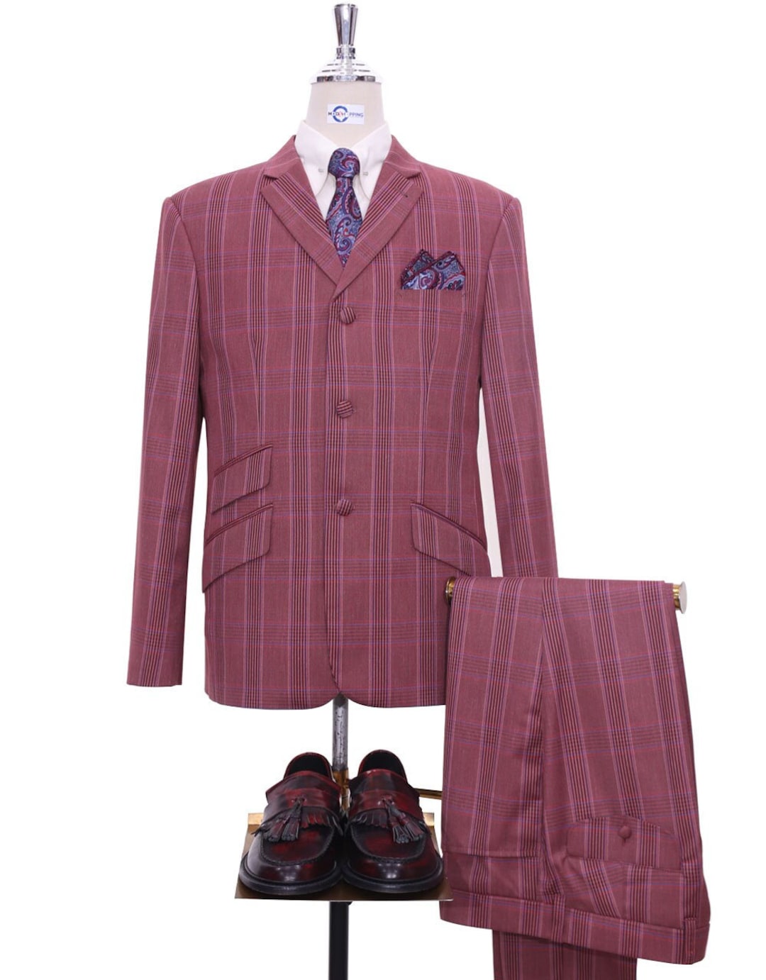 Burnt Brick Prince of Wales Check Suit - Etsy