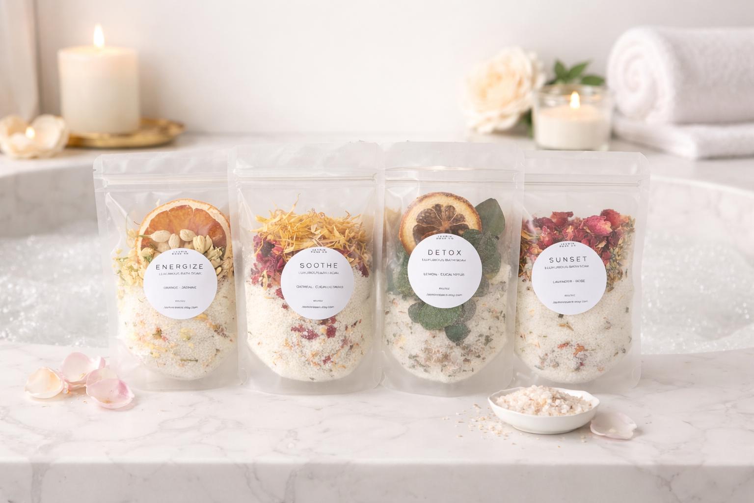 Luxury Foot Bath Soak Set, Mini 3 Oz Bulk Bath Salts, Wholesale Bath ...