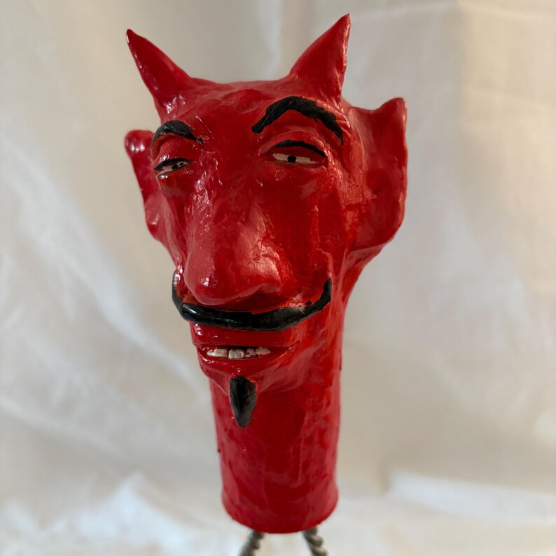 Red Devil One-of-a-kind Handmade Paper Mache Head Sculpture - Etsy
