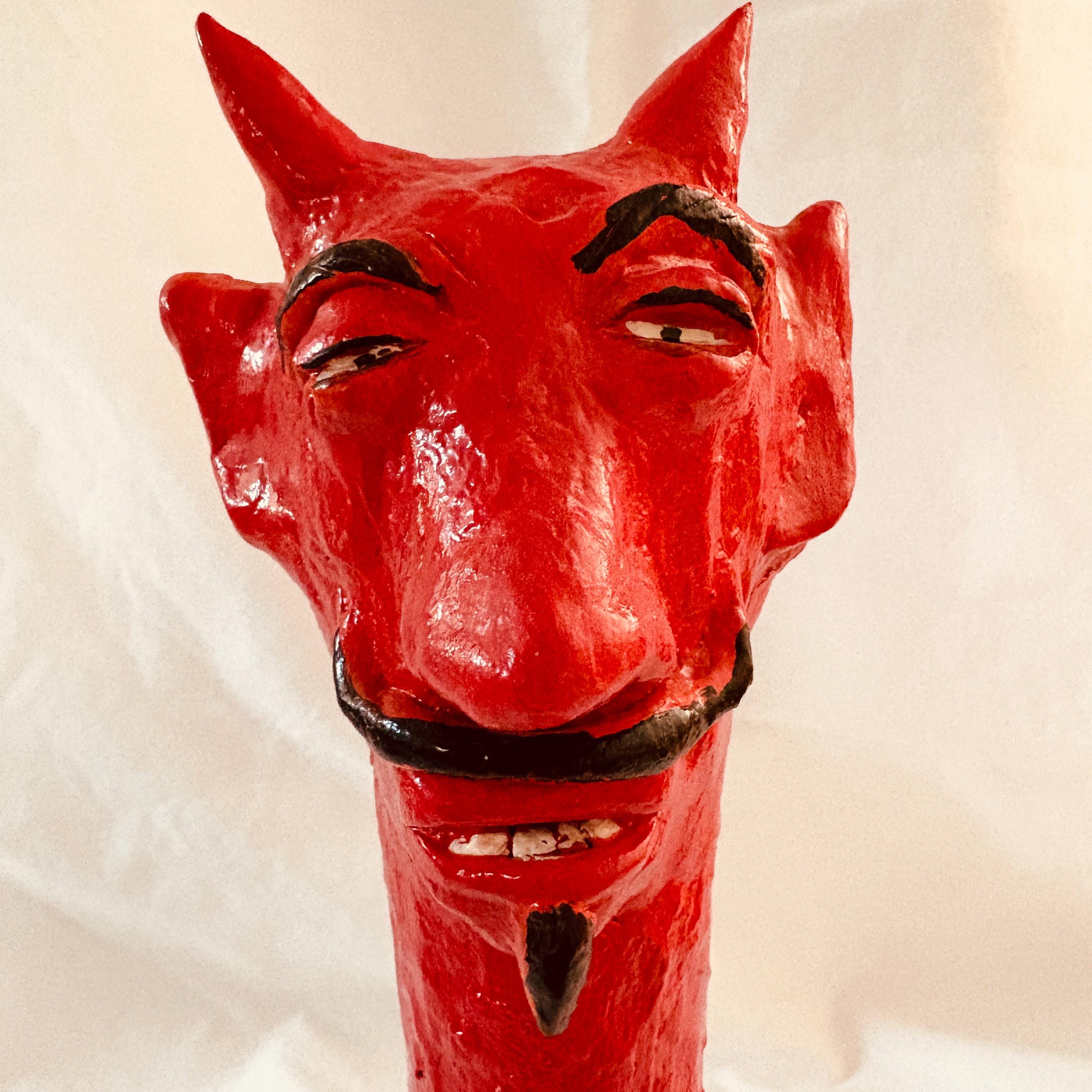 Red Devil One-of-a-kind Handmade Paper Mache Head Sculpture - Etsy