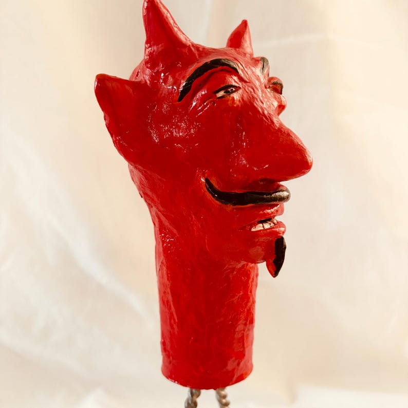Red Devil One-of-a-kind Handmade Paper Mache Head Sculpture - Etsy