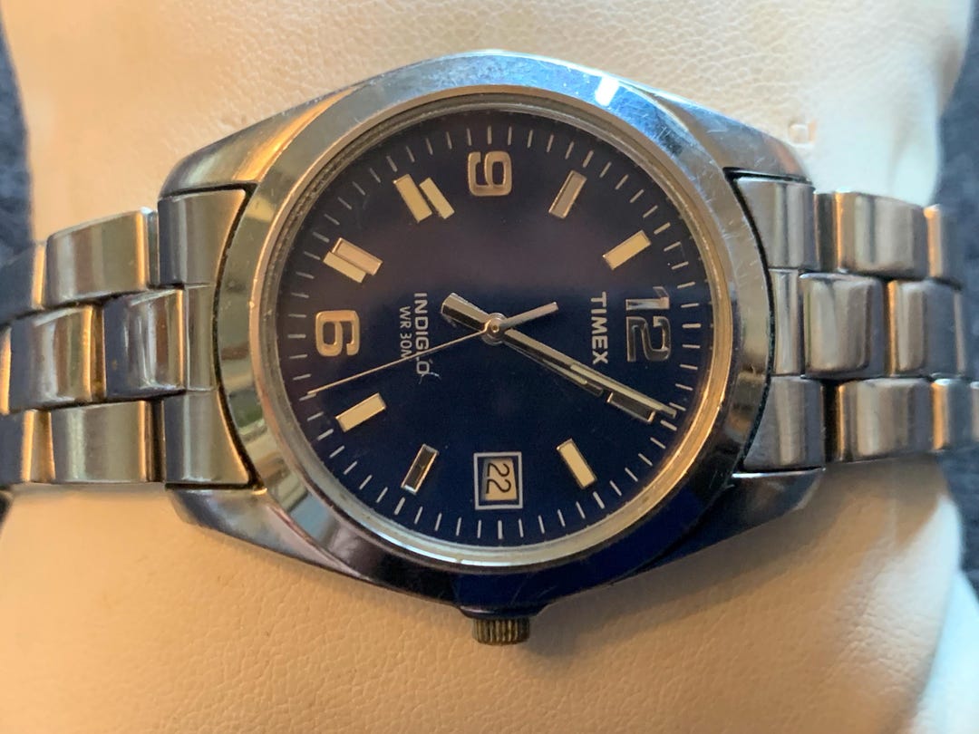 Vintage Retro Timex Indiglo WR 30M Silver Tone Mens Watch - Etsy