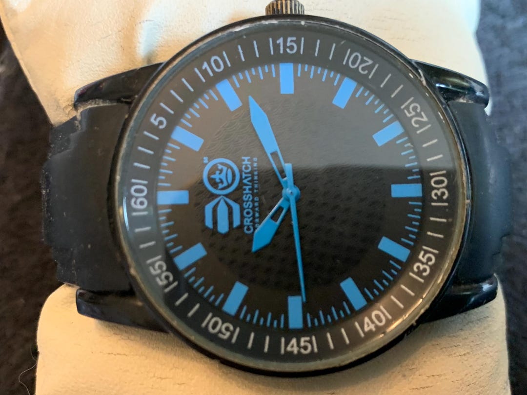 Vintage Crosshatch Mens Diver Style Black Tone Watch - Etsy