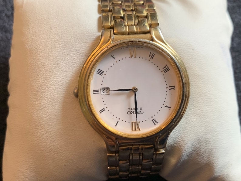 Vintage Seiko Quartz Gold Tone Mens Watch - Etsy