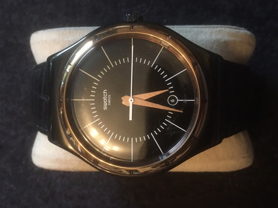 Vintage Swatch Unisex Black Tone Watch - Etsy