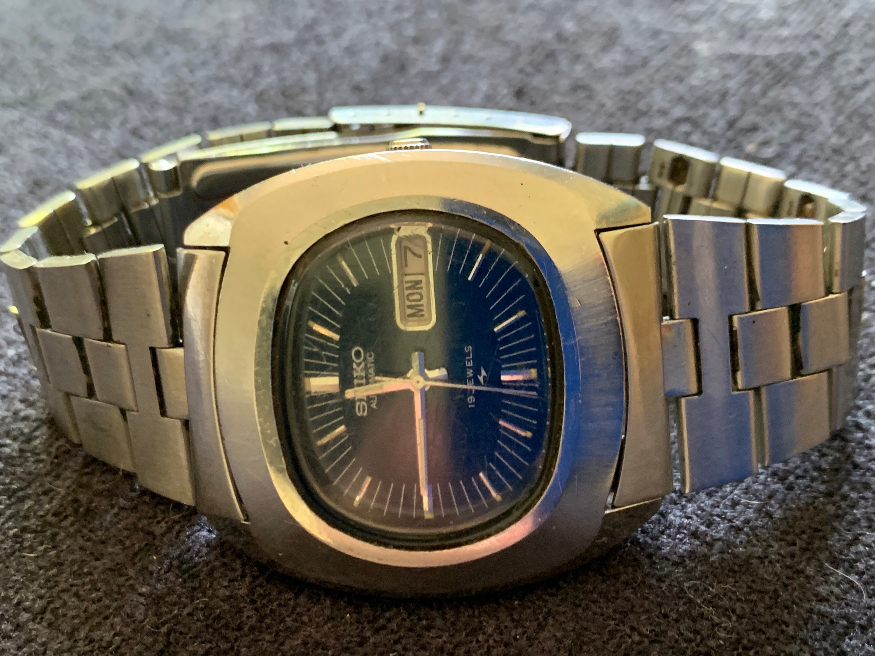 Vintage 1970s Rare Mens Seiko TV 7006 5000 Silver Tone Automatic Watch ...