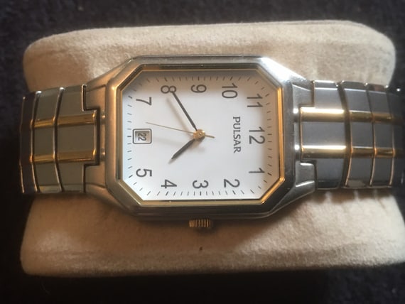 Vintage Mens Pulsar Seiko Gold / Silver Tone Tank Style Watch - Etsy