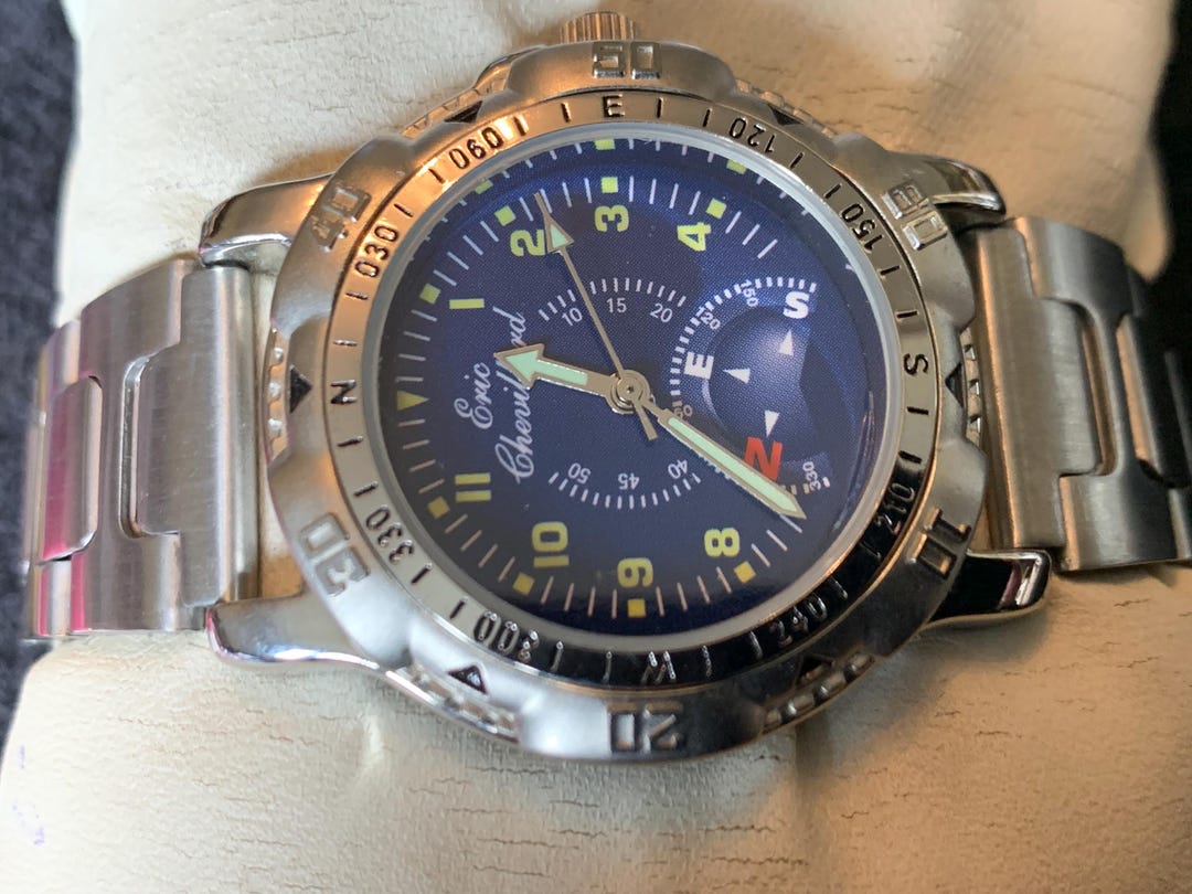Vintage Eric Chevillard Mens Diver Style Silver Tone Watch - Etsy