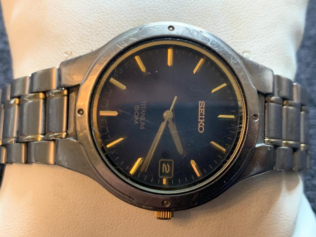 Vintage Rare Seiko Titanium 50M Silver Tone Mens Watch 7N42 0XB0 - Etsy