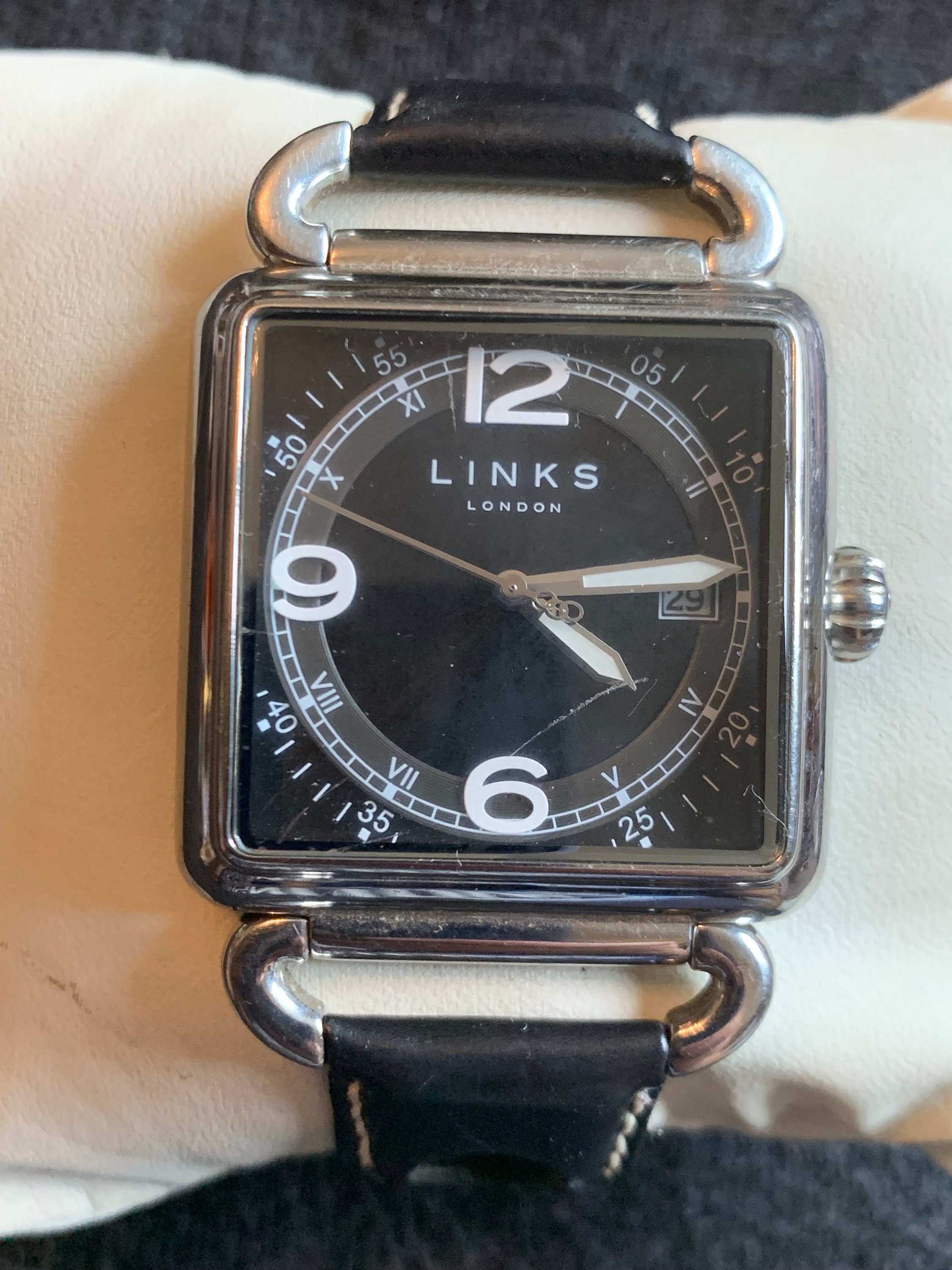 Rare Links of London Tank Style Chronograph Silver Tone Mens Watch ...