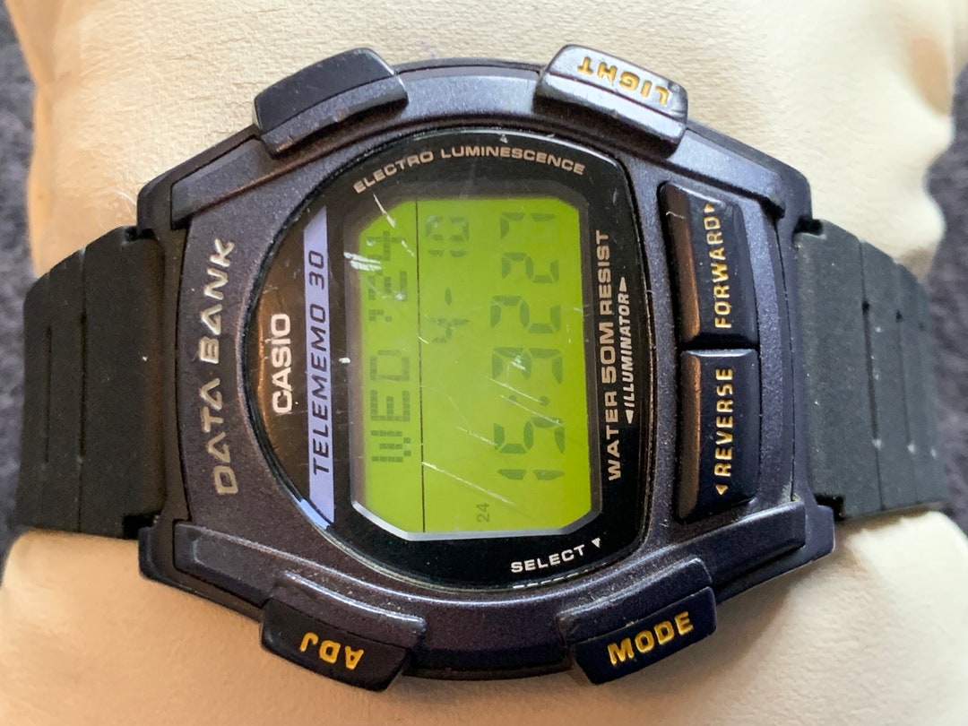 Vintage raro Casio banco de datos Telememo 30 iluminador 1600 DB 35H ...