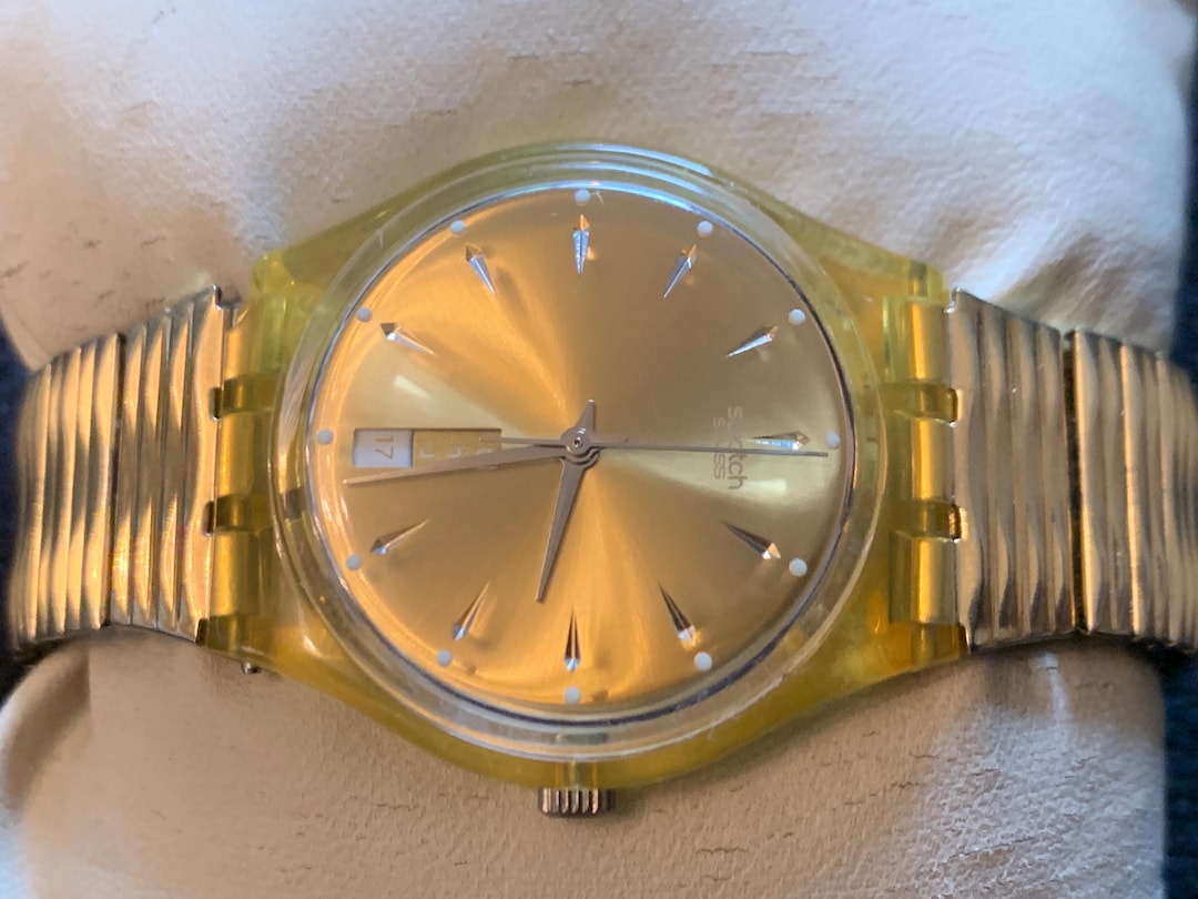 Vintage Yellow Swatch Watch With Original Expanding Strap - Etsy