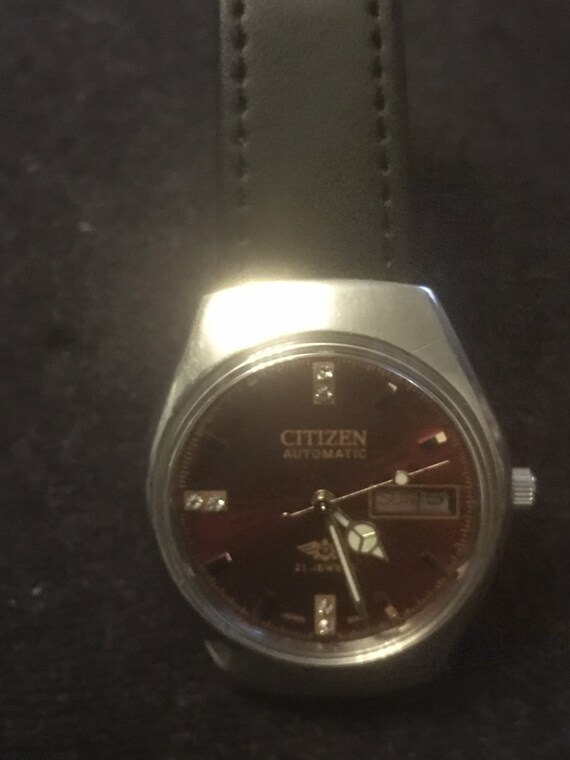 Vintage rare Citizen Red sunburst dial Silver tone Au… - Gem