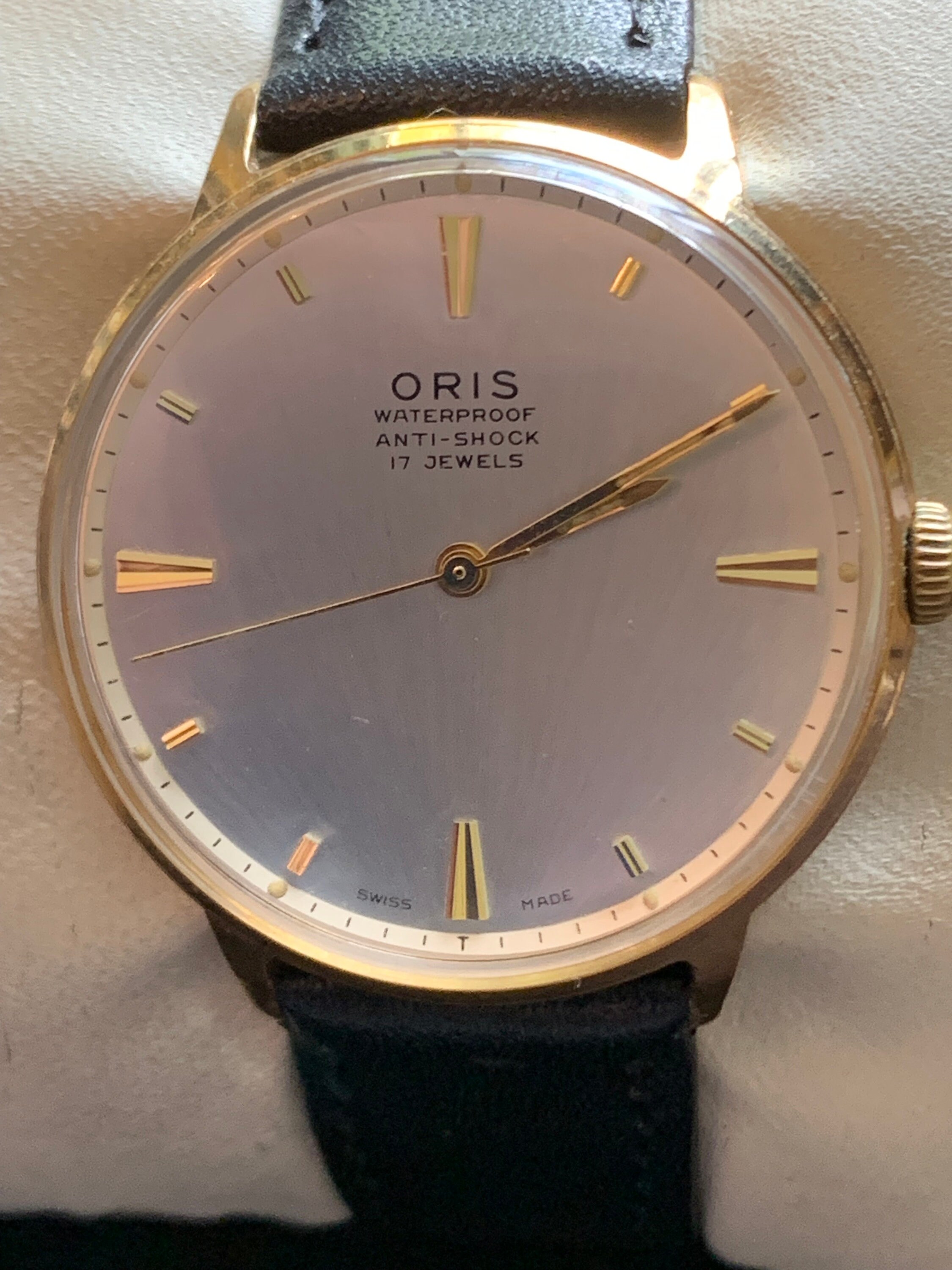 Vintage Oris Super Gold Plated Mens Watch Leather Strap - Etsy