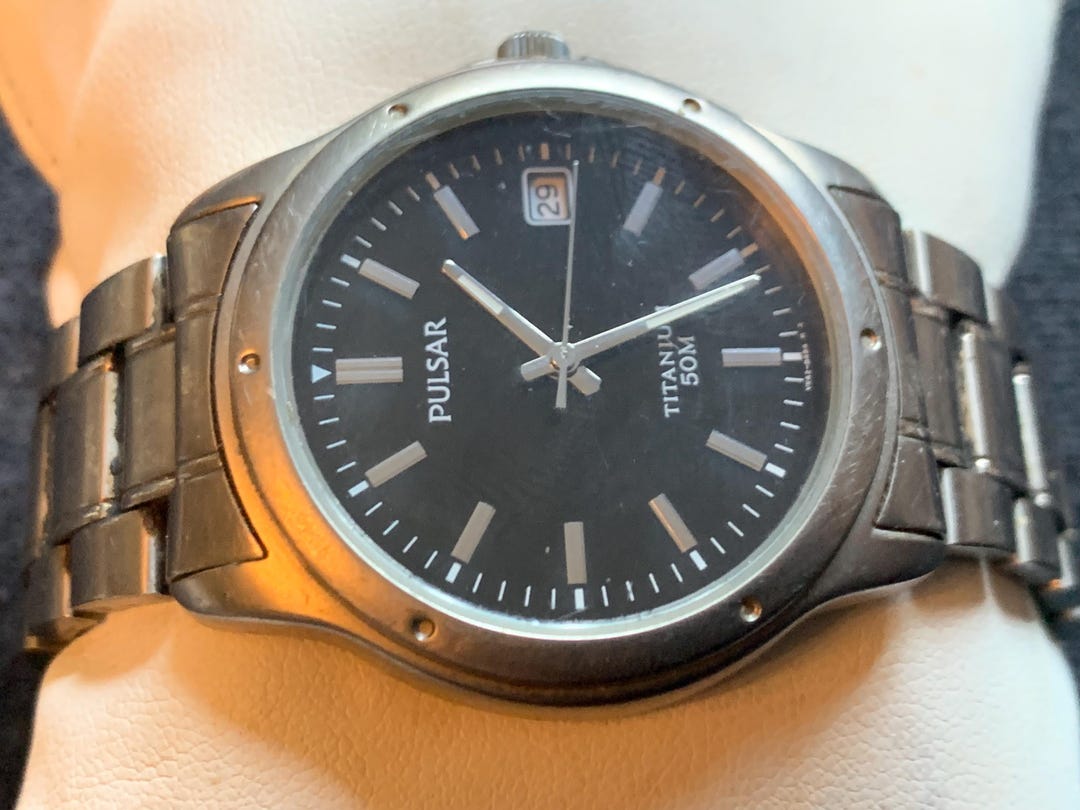 Vintage Mens Pulsar Seiko 50m Titanium Silver Tone Watch - Etsy