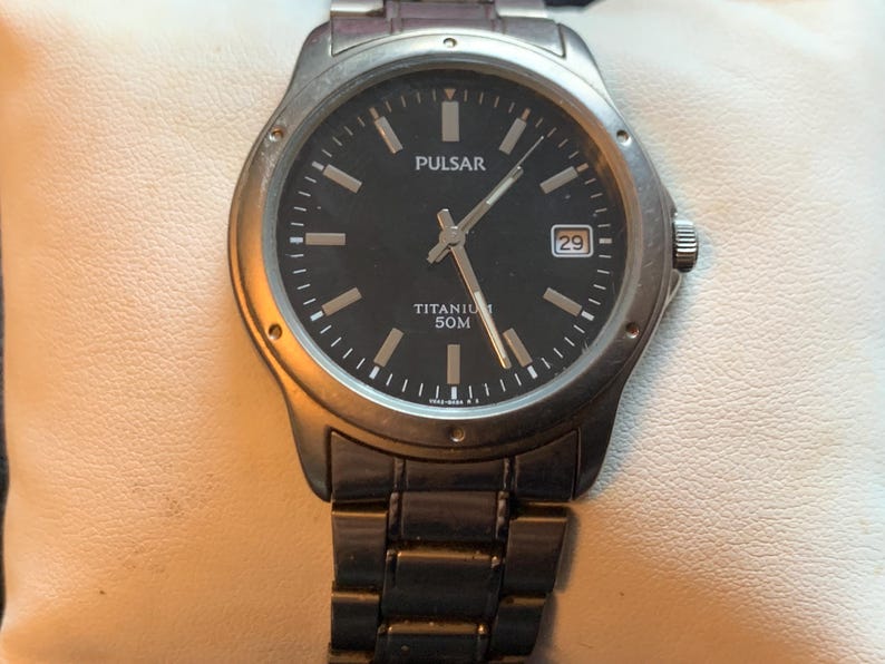 Vintage Mens Pulsar Seiko 50m Titanium Silver Tone Watch - Etsy