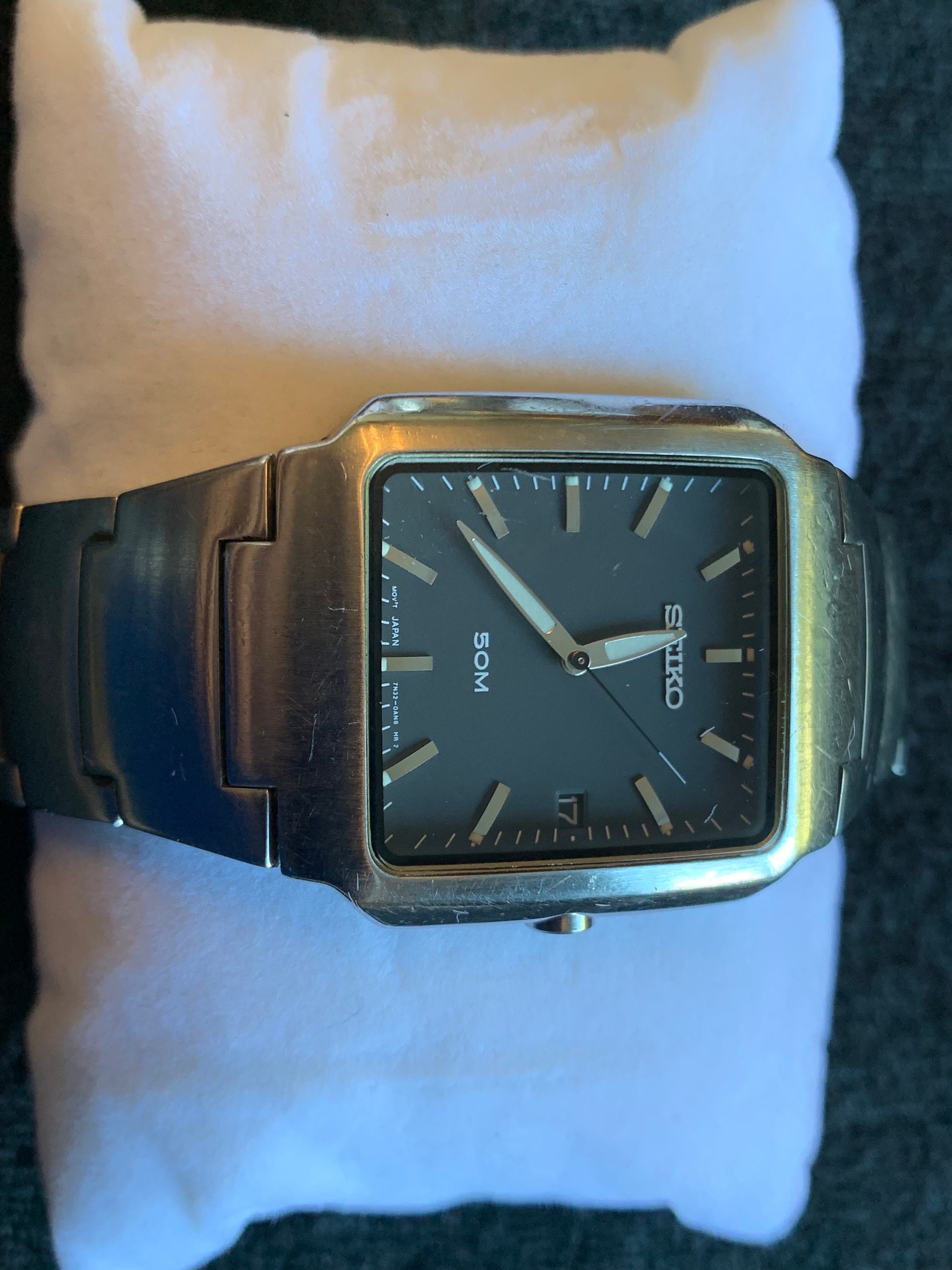 Vintage Rare Mens Seiko Tank Style Silver Tone Quartz Watch Sivyers38 ...