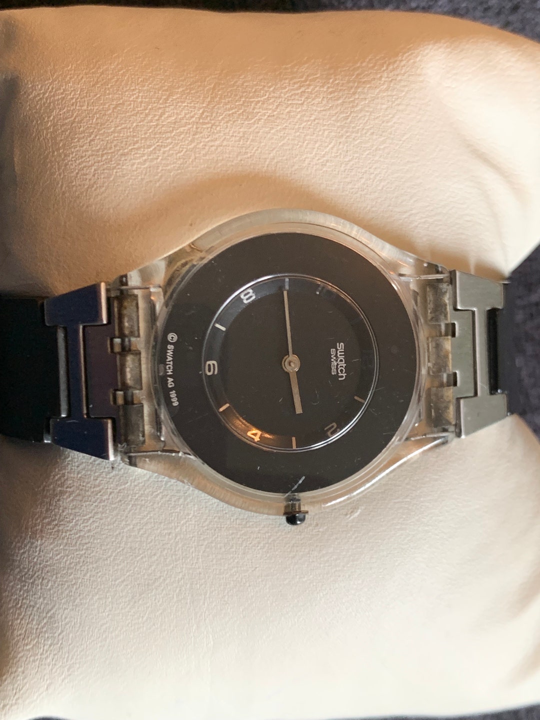 Vintage Very Rare Swatch Unisex SFK116 Pure Black Watch Ultra Thin 1999 ...