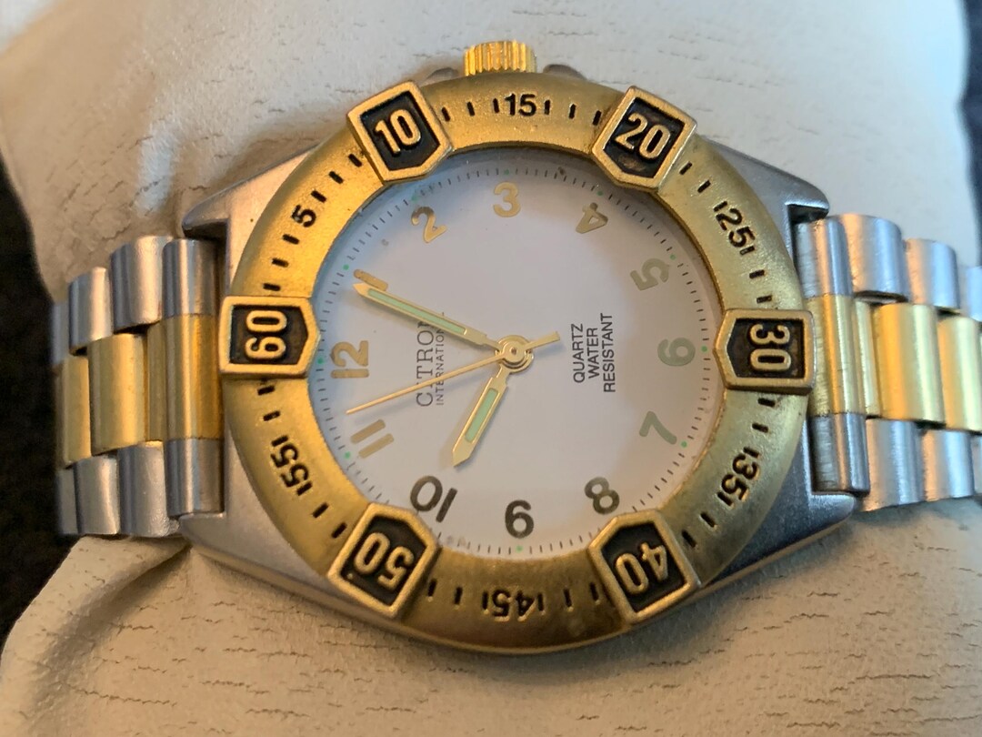 Vintage Citron Unisex Divers Style Gold and Silver Tone Watch - Etsy