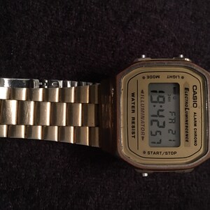 Vintage Casio 1572 A168 LCD Alarm Chrono Gold tone Mens watch | Etsy