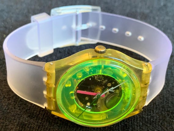 Vintage Rare Early Bermuda Swatch Skeleton Unisex Wa… - Gem