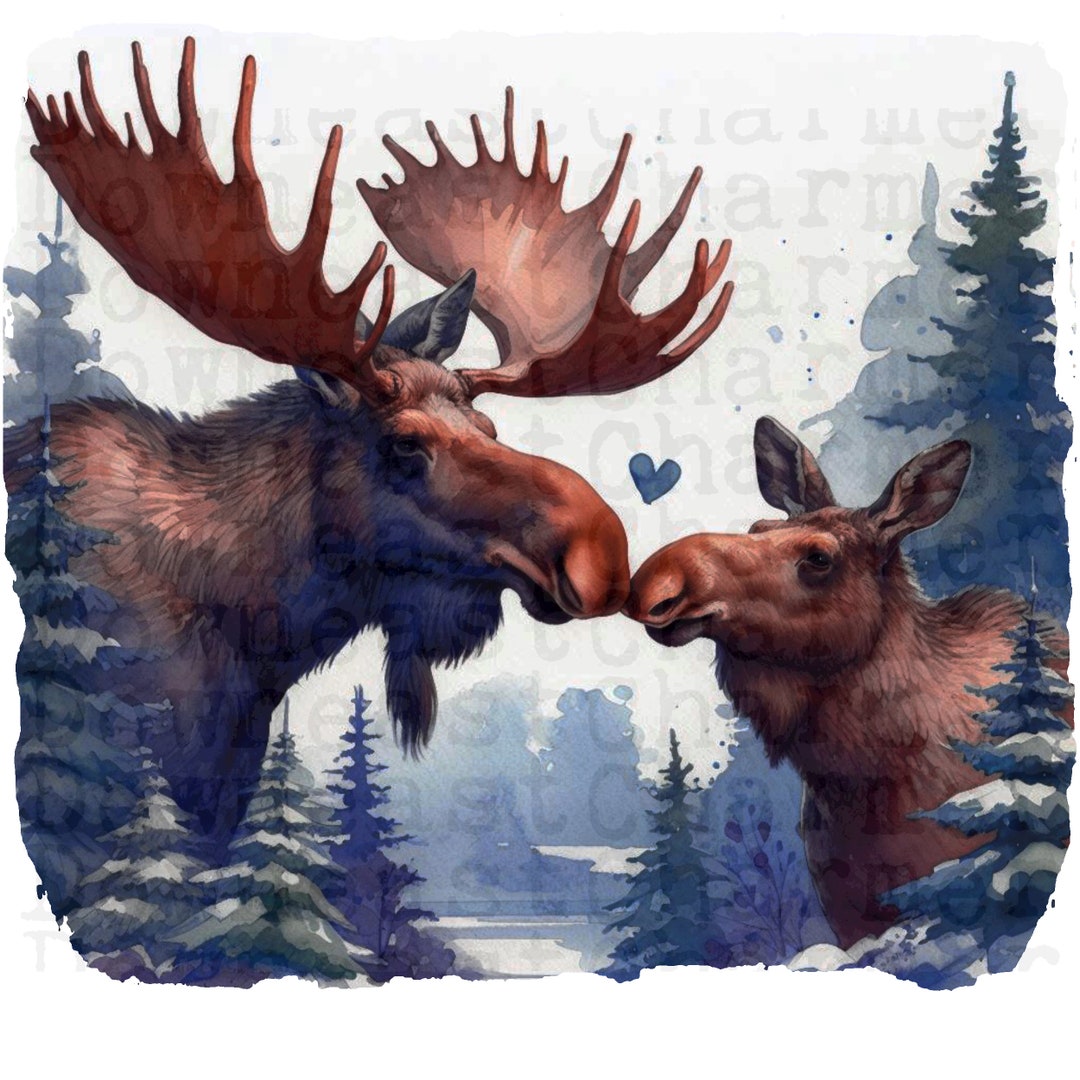 Moose Love...sublimation Clipart Design - Etsy