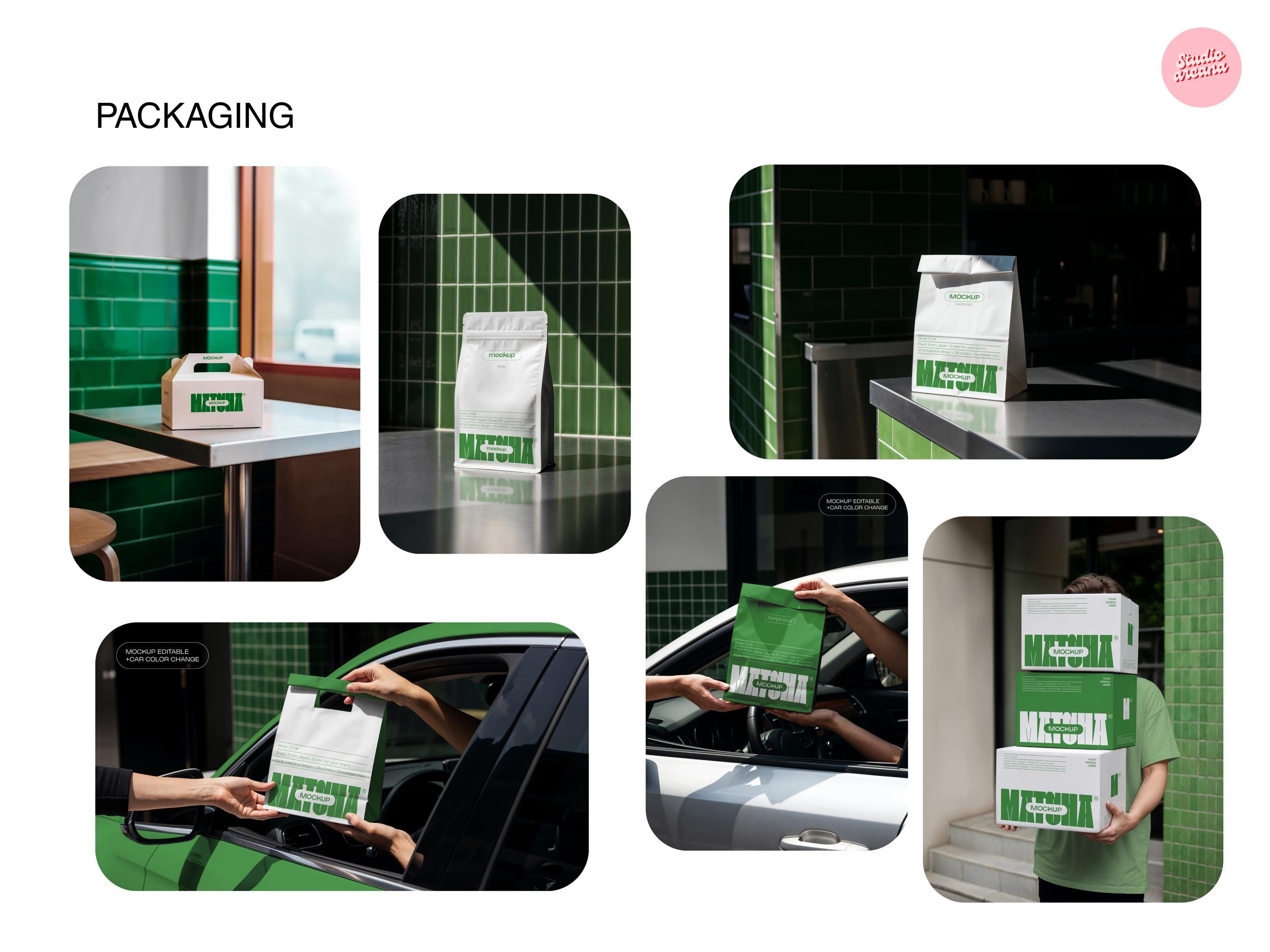 Matcha Drop Branding Mockup Bundle • 41 PSD Files • Green Cafe ...