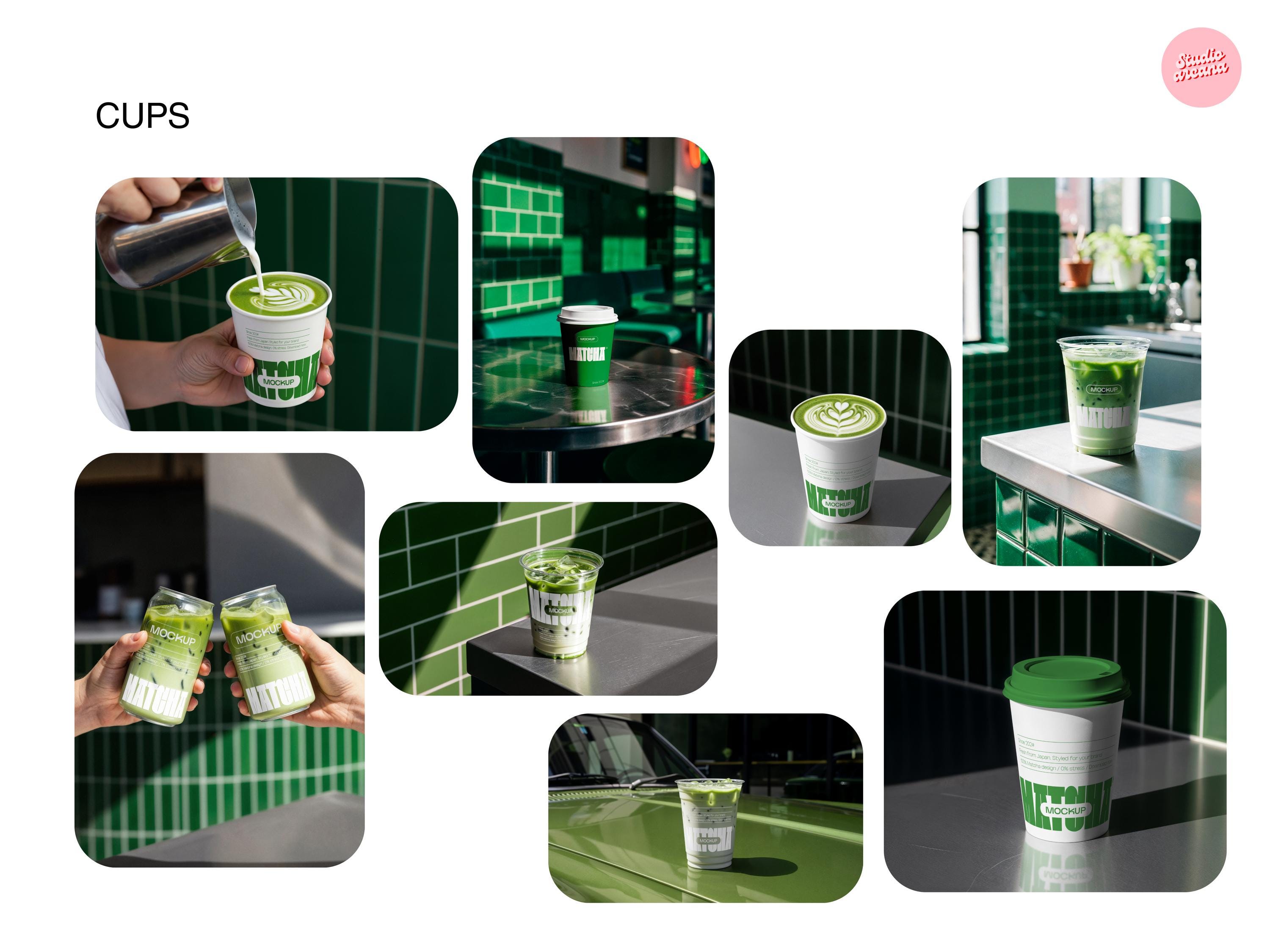 Matcha Drop Branding Mockup Bundle • 41 PSD Files • Green Cafe ...