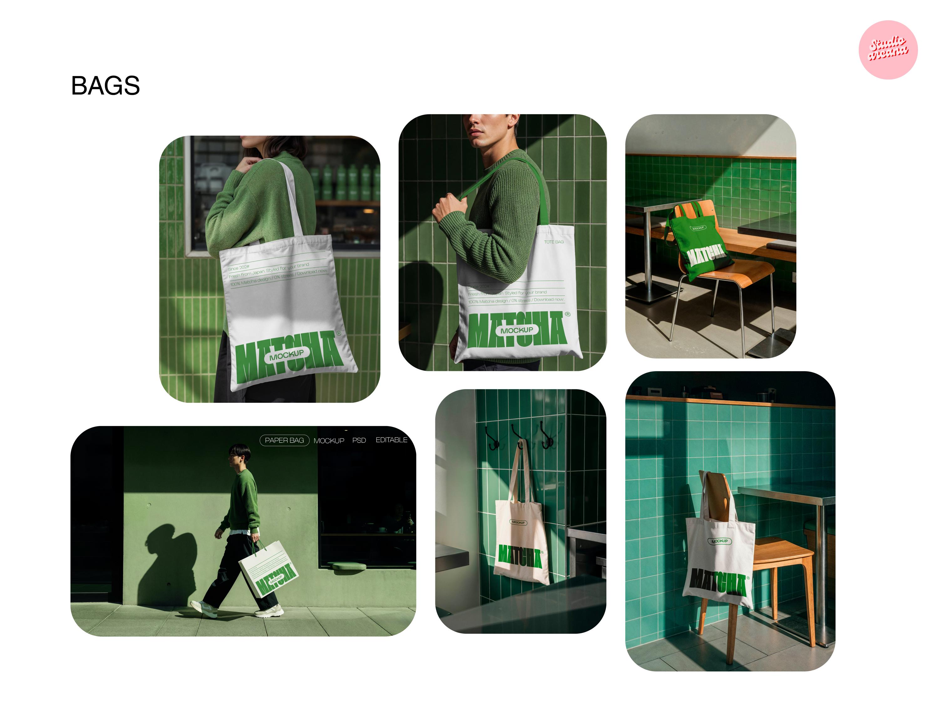 Matcha Drop Branding Mockup Bundle • 41 PSD Files • Green Cafe ...